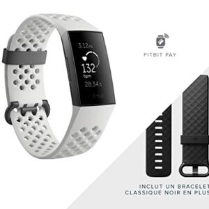 Fitbit Charge 3 Special Edition Fitness Activity Tracker Graphite/White Silicone, one Size, 0.06 Pound