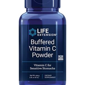 Life Extension Buffered Vitamin C Powder – Ascorbic Acid Vitamin C, Calcium, Magnesium, and Mineral Supplements for Sensitive Stomachs – Gluten-Free, Non-GMO, Vegetarian – 454g ( 84Servings )