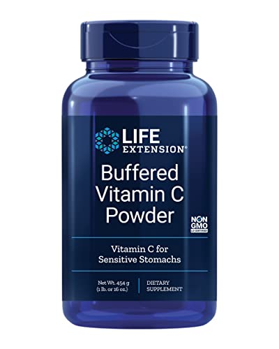 Life Extension Buffered Vitamin C Powder – Ascorbic Acid Vitamin C, Calcium, Magnesium, and Mineral Supplements for Sensitive Stomachs – Gluten-Free, Non-GMO, Vegetarian – 454g ( 84Servings )