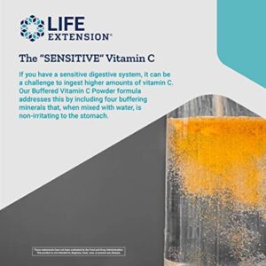 Life Extension Buffered Vitamin C Powder – Ascorbic Acid Vitamin C, Calcium, Magnesium, and Mineral Supplements for Sensitive Stomachs – Gluten-Free, Non-GMO, Vegetarian – 454g ( 84Servings )