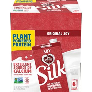 Silk Shelf-Stable Soy Milk, Original, Dairy-Free, Vegan, Non-GMO Project Verified, 32 Fl Oz (Pack of 6)