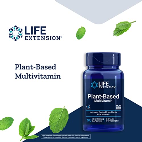 Life Extension Plant-Based Multivitamin – Plant Derived Vitamins and Minerals Supplement for General Health - Nutrients from Fruits & Veggies - Gluten-Free, Non-GMO, Vegetarian – 90 Capsules