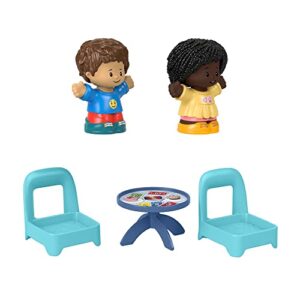 F-Price Fisher-Price Little People Card Game Figure Set - HHR45 ~ Includes 2 Little People Figures, 2 Chairs and a Table with Card Game and Cupcake Graphics, Blue, Yellow, Red