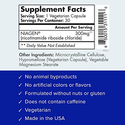 2x 30ct/300mg Multi Award Winning Patented NAD+ Boosting Supplement - More Efficient Than NMN - Nicotinamide Riboside for Cellular Energy Metabolism & Repair. Vitality, Muscle Health, Healthy Aging