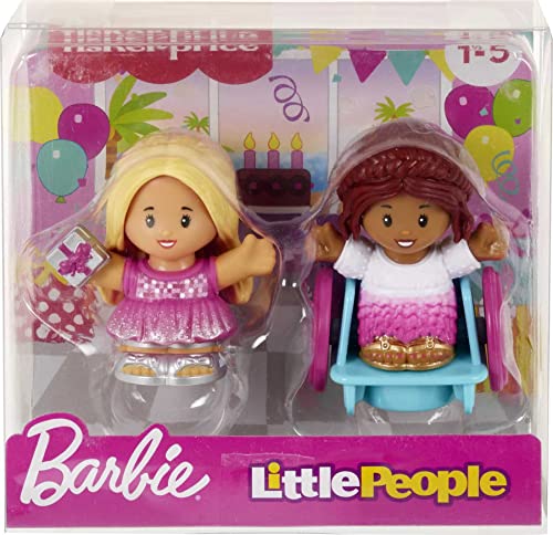 Fisher-Price Little People Barbie Toddler Toys Party Figure Pack, 2 Characters for Pretend Play Ages 18+ Months