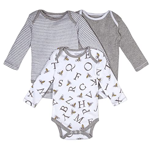 Burt's Bees Baby unisex baby Bodysuits, 3-pack Long & Short-sleeve One-pieces, 100% Organic Cotton Bodysuit, A-bee-c, 3 Months US