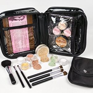 15 pc STARTER KIT w/BRUSHES & CASE (LIGHT) Mineral Makeup Foundation Blush Bronzer Illuminating Veil Set Bare Skin Matte Powder