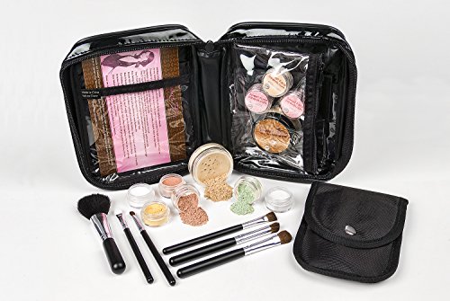 15 pc STARTER KIT w/BRUSHES & CASE (LIGHT) Mineral Makeup Foundation Blush Bronzer Illuminating Veil Set Bare Skin Matte Powder