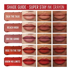 Maybelline Super Stay Ink Crayon Lipstick Makeup, Precision Tip Matte Lip Crayon with Built-in Sharpener, Longwear Up To 8Hrs, Reach High, Rosey Mauve, 1 Count