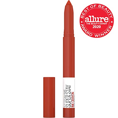 Maybelline Super Stay Ink Crayon Lipstick Makeup, Precision Tip Matte Lip Crayon with Built-in Sharpener, Longwear Up To 8Hrs, Reach High, Rosey Mauve, 1 Count