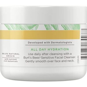 Burt's Bees Hydrating Moisturizing Cream for Sensitive Skin with Aloe & Rice Milk, Natural Origin Formula for Face & Body, 3 oz