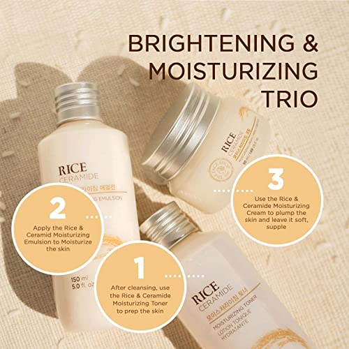 The Face Shop Rice Ceramide Moisturizing Cream | Rich Moisturizer for Long-lasting Smooth Absorbtion without Stickiness | Natural Moisturizer For Whitening & Skin Glowing, 1.69 fl oz, K-Beauty