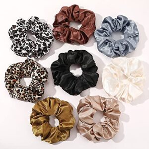 scrunchies hair ties silk satin scrunchy – hair elastics bands ponytail holder pack of neutral scrubchy hair accessories women girls