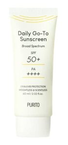 purito daily go-to sunscreen 60ml / 2.02 fl.oz. spf 50+ pa ++++ safe ingredients, uva/uvb protection, broad-spectrum, calm, soothing