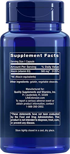 Life Extension - Vitamin B3 Niacin - 500 Mg - 100 Caps (Pack of 3)