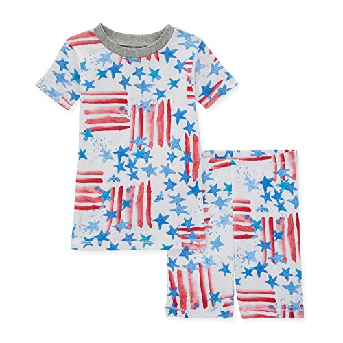 Burt's Bees Baby Baby Boys' Pajamas, Tee and Pant 2-Piece Pj Set, 100% Organic Cotton, Red, White & Blue