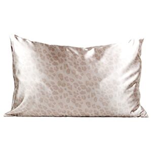 kitsch satin pillowcase for hair & skin – softer than silk pillowcase for hair and skin | cooling satin pillowcases with zipper | satin pillow case cover | standard size queen (leopard, 1 pack)