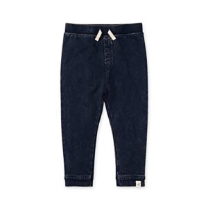 burt’s bees baby knit jogger pants, baby sweatpants, 100% organic cotton infant bottoms, midnight acid wash, 3t