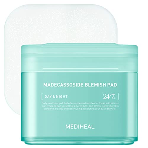 MEDIHEAL Madecassoside Blemish Pad - Square Cotton Facial Toner Pads with Centella Asiatica & Madecassoside – Anti Blemish Face Pads to Improve Uneven Skin Tone - Vegan Face Gauze Wipes, 100 Pads