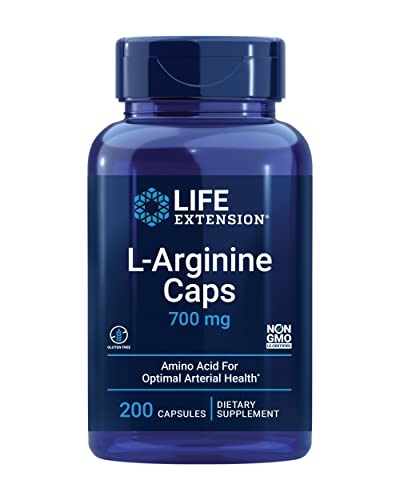 Life Extension L-Arginine Caps - L-Arginine Supplement for Men and Women with Vitamin C - for Immune System Support and Cardiovascular Health -700 mg – Gluten-Free, Non-GMO – 200 Capsules