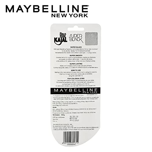 Maybelline New York New The Colossal Kajal - Super Black (2X Blacker) Waterproof 16Hours Intense Pencil