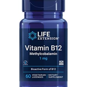 Life Extension Vitamin B12 Methylcobalamin 1mg - Vitamin B supplement For Brain Health & Cognition – Vegetarian Lozenges Dissolve in Your Mouth -Gluten-Free, Non-GMO, Vegetarian – 60 Counts