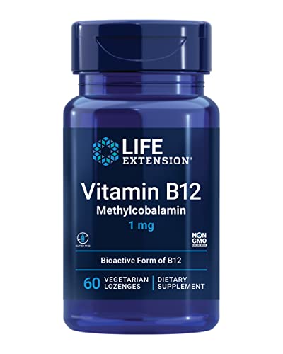 Life Extension Vitamin B12 Methylcobalamin 1mg - Vitamin B supplement For Brain Health & Cognition – Vegetarian Lozenges Dissolve in Your Mouth -Gluten-Free, Non-GMO, Vegetarian – 60 Counts