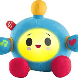 Fisher-Price Happy World Huggy Wuggy Bug, take-Along Soft Plush Toy with Lights, Music and Sounds for Infants and Toddlers Ages 6 Months and up