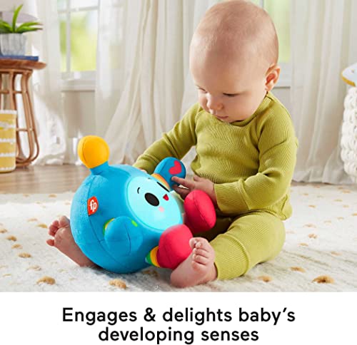 Fisher-Price Happy World Huggy Wuggy Bug, take-Along Soft Plush Toy with Lights, Music and Sounds for Infants and Toddlers Ages 6 Months and up