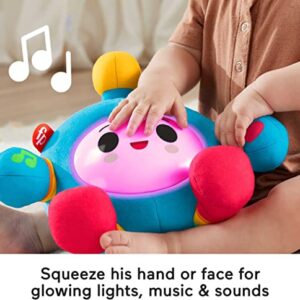 Fisher-Price Happy World Huggy Wuggy Bug, take-Along Soft Plush Toy with Lights, Music and Sounds for Infants and Toddlers Ages 6 Months and up