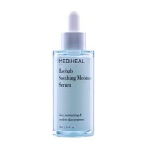 mediheal baobab soothing moisture serum 1.6 oz | daily korean face serum for all skin type, instant absorption, non-greasy, with ceramide, treats dull skin, uneven skin tone, for women and men