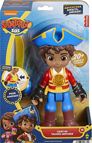 Fisher-Price Santiago of the Seas Pirate Toy Talking Santiago Figure with Lights for Preschool Pretend Play Ages 3+ Years