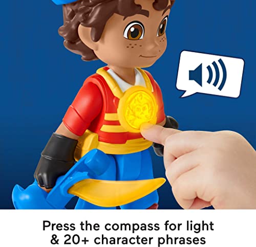 Fisher-Price Santiago of the Seas Pirate Toy Talking Santiago Figure with Lights for Preschool Pretend Play Ages 3+ Years