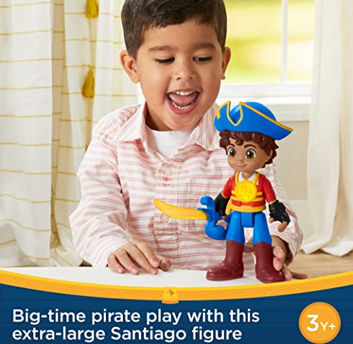 Fisher-Price Santiago of the Seas Pirate Toy Talking Santiago Figure with Lights for Preschool Pretend Play Ages 3+ Years