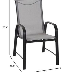 Cosco Outdoor Living Dining Chairs, 6-Pack, Gray Frame, Light Gray Sling (88645GLGE)