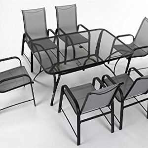 Cosco Outdoor Living Dining Chairs, 6-Pack, Gray Frame, Light Gray Sling (88645GLGE)