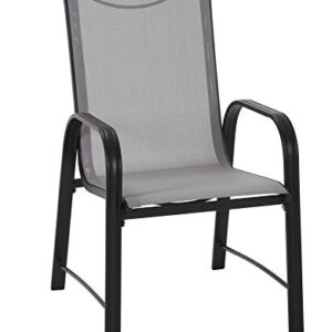 Cosco Outdoor Living Dining Chairs, 6-Pack, Gray Frame, Light Gray Sling (88645GLGE)