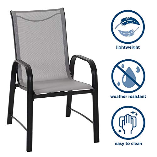 Cosco Outdoor Living Dining Chairs, 6-Pack, Gray Frame, Light Gray Sling (88645GLGE)