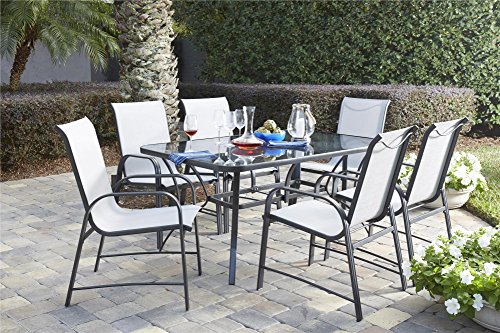 Cosco Outdoor Living Dining Chairs, 6-Pack, Gray Frame, Light Gray Sling (88645GLGE)