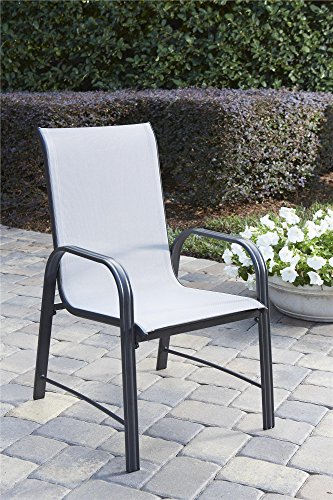 Cosco Outdoor Living Dining Chairs, 6-Pack, Gray Frame, Light Gray Sling (88645GLGE)