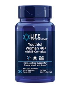 life extension youthful woman 40+ with b-complex – vitamin b supplement for women – thiamine, riboflavin, niacin, vitamin b6, vitamin b12, siberian rhubarb + more – gluten free, vegetarian – 30 tablet