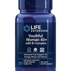 Life Extension Youthful Woman 40+ with B-Complex - Vitamin B Supplement for Women - Thiamine, Riboflavin, Niacin, Vitamin B6, Vitamin B12, Siberian Rhubarb + more - Gluten Free, Vegetarian - 30 Tablet