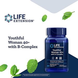 Life Extension Youthful Woman 40+ with B-Complex - Vitamin B Supplement for Women - Thiamine, Riboflavin, Niacin, Vitamin B6, Vitamin B12, Siberian Rhubarb + more - Gluten Free, Vegetarian - 30 Tablet