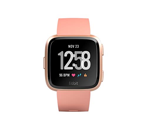 Fitbit Versa Smart Watch, Peach/Rose Gold Aluminium, One Size (S & L Bands Included)