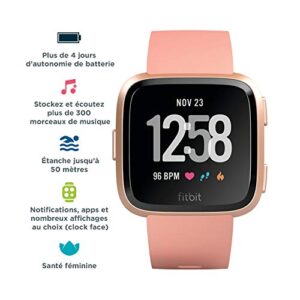 Fitbit Versa Smart Watch, Peach/Rose Gold Aluminium, One Size (S & L Bands Included)