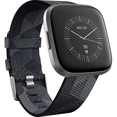 Fitbit Versa 2 Special Edition Health and Fitness Smartwatch with Heart Rate, Music, Alexa Built-in, Sleep and Swim Tracking, Smoke Woven/Mist Grey, One Size (S and L Bands Included) (Renewed)