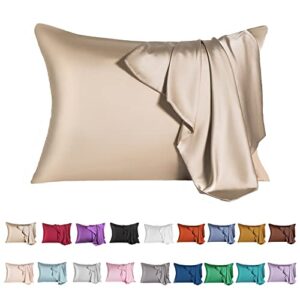 mulberry silk pillowcase for hair and skin,standard size cooling silk pillow case with hidden zipper,allergen proof dual sides soft breathable smooth silk pillow cover for women