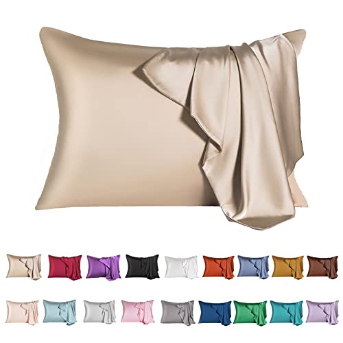 Mulberry Silk Pillowcase for Hair and Skin,Standard Size Cooling Silk Pillow Case with Hidden Zipper,Allergen Proof Dual Sides Soft Breathable Smooth Silk Pillow Cover for Women