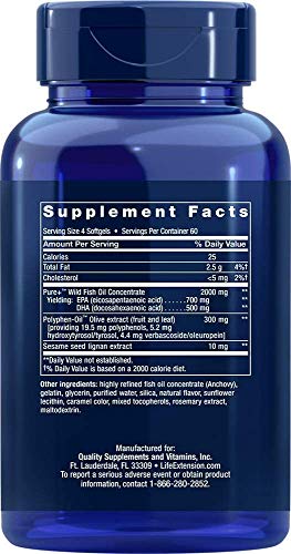 LIFE EXTENSION SUPER OMEGA 3 EPA DHA WITH SESAME LIGNANS AND OLIVE FRUIT EXTRACT 240