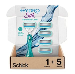 schick hydro silk sensitive skin razor for women with 5 moisturizing razor blade refills